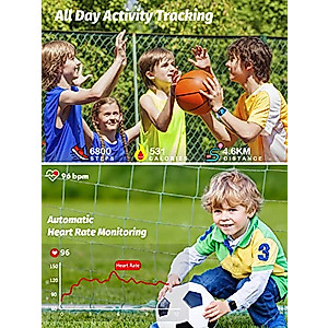 Mgaolo Kids Smart Watch for Boys Girls,Fitness Tracker with Heart Rate Sleep Monitor for Android Fitbit iPhone,Waterproof DIY Watch Face Pedometer Activity Tracker (Black)