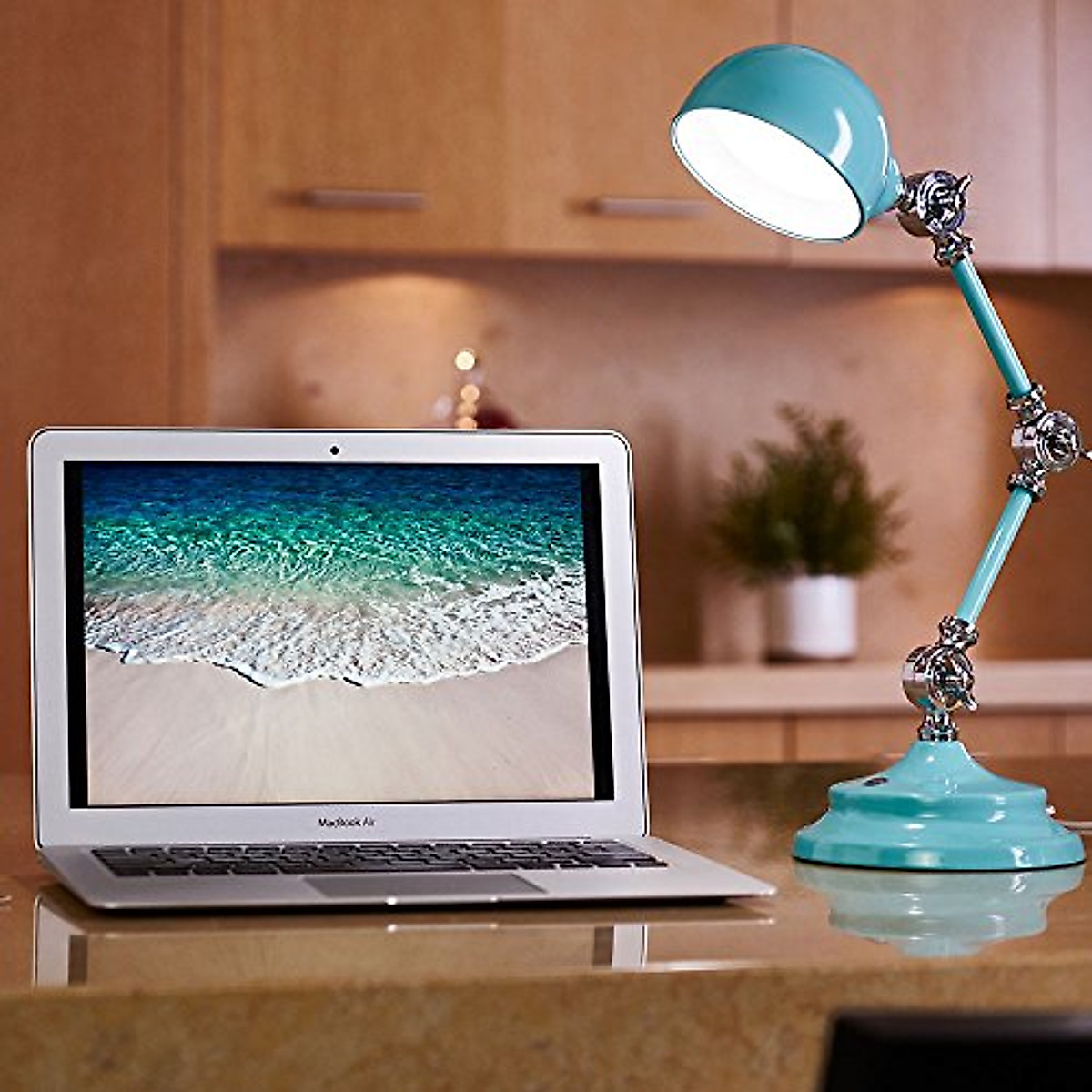 OttLite Revive LED Desk Lamp with ClearSun LED Technology, Turquoise – 3 Brightness Settings, Touch Activated Controls, USB Charging Port & 3 Adjustable Knobs for Precise Lighting - Great for Reading