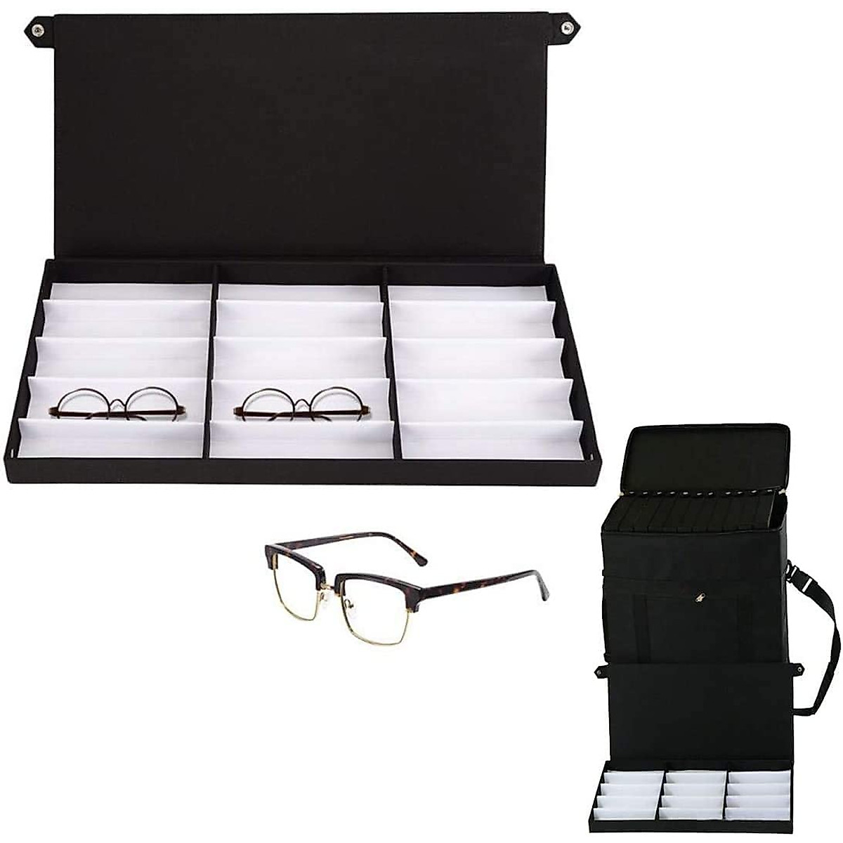 TFCFL Eyeglasses Collector Eyewear Display Case Storage Box Elevate Your Eyewear Storage with our Deluxe 180-Piece Optical Glasses Storage Trolley Case 180 Slots