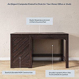 BELLEZE Computer Desk with File Drawer and Cabinet Study Writing Desk Table Modern Transitional Home Office Desk Simple Workstation Wood Table Metal Frame for PC Laptop - Hilo (Espresso)