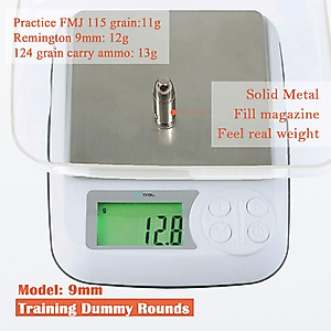 Bayattoo 9mm Steel Safety Practice Rounds Action Trainer Dummy Round Dry Fire Training Snap Cap (12pk)