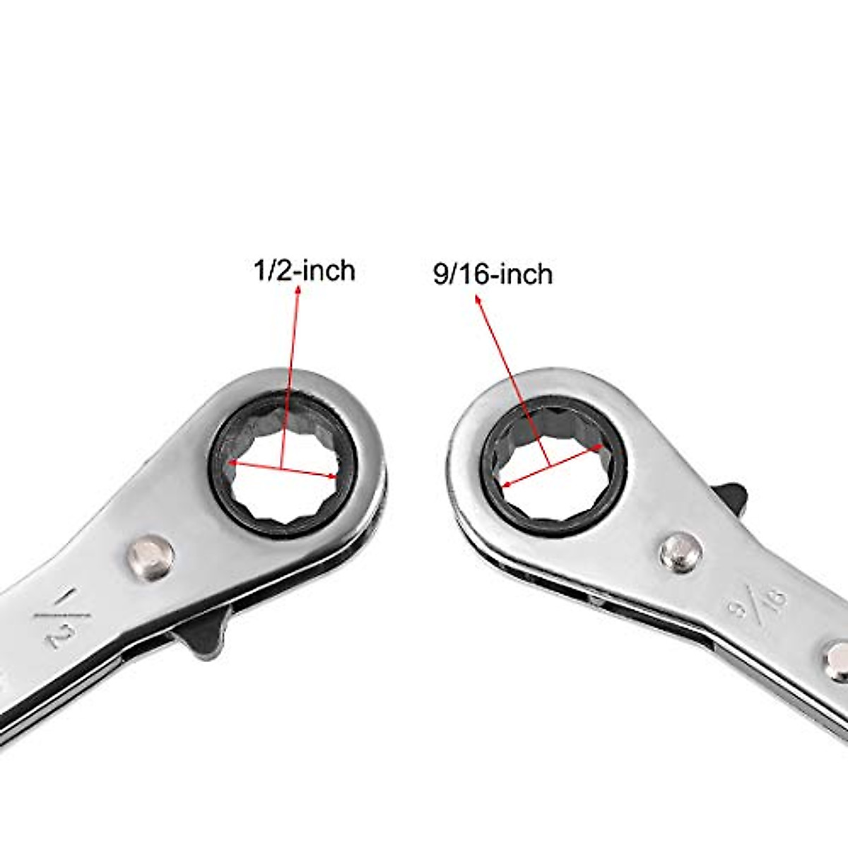 uxcell Reversible Ratcheting Wrench, 1/2-inch x 9/16-inch Double Box End, Cr-V