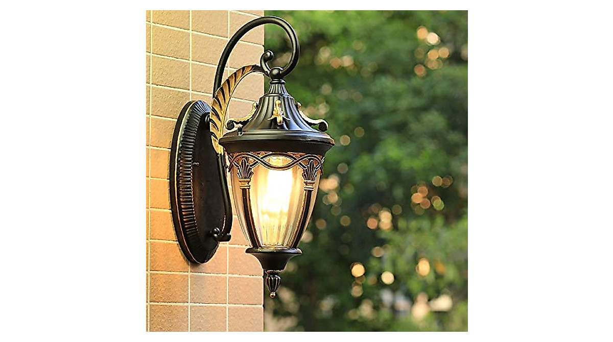 PEHUB Outdoor Wall Light Fixture, Industrial Vintage Sweep Black Metal ...