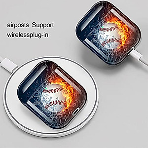 Black AirPods Case Cover,Soft AirPods Case 2&1 Shockproof Silicone Waterproof Protective AirPods Skin Protective Case for Airpods 1st/2nd Charging Case for iPhone 11/12/XR/7/7P (Baseball)