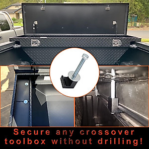 Upgraded Truck Tool Box Mounting Kit Comes With Fastening Nuts - Aluminum Pickup Truck Bed Toolbox Mounting Kit - Universal Black Truck Tool Box Tie Downs Accessories - J-Hooks Crossover Fixed Kit
