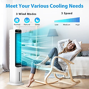 LifePlus Evaporative Cooler Fan, Swamp Bladeless Tower Fan Air Conditioner Portable with Cold Air & Instant Cooling, Top LCD Touch Control Panel, Ideal for Kitchen Bedroom Office