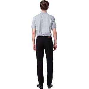 Plaid&Plain Men's Slim Fit Khaki Pants Men's Tapered Chino Pants 8801Black 32X32