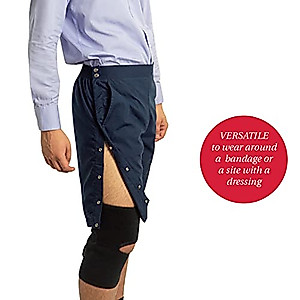 Inspired Comforts Men's/Unisex Tearaway Post Surgery Recovery Shorts with Pockets |Hidden Easy Open Side Snaps | Adjustable Elastic |100% Cotton | XL, Navy