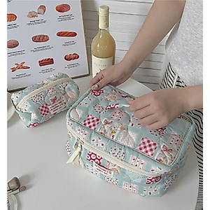 Cotton Makeup Bag Large Travel Coquette Aesthetic Makeup Bag Portable Cosmetic Bag Lightweight Cute Toiletry Bag Kawaii Cosmetic Pouch for Ladies Girls (Sheep)