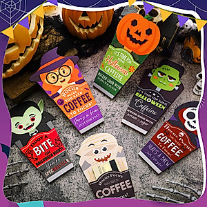 Motiskyy 6 Pcs Halloween Wood Gift Card Holder Halloween Ornaments Pumpkin Wood Coffee Cup Card Holder Thank You Gifts Halloween Ghost Gifts for Decoration Halloween Party Supplies