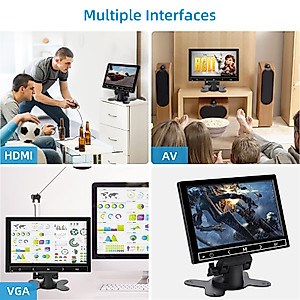 7 Inch Small Monitor, Raspberry Pi Monitor Built-in Speakers, Mini Monitor 1024 x 600, HDMI Monitor 60 Hz, 5ms, IPS Screen Display w/Remote Control, HDMI VGA AV BNC Input, Computer Monitor,PC Monitor