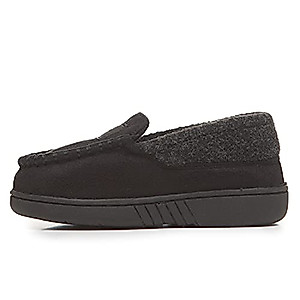 Lucky Brand Boy's Micro-Suede Moccasin Loafer Slippers with Plaid Lining