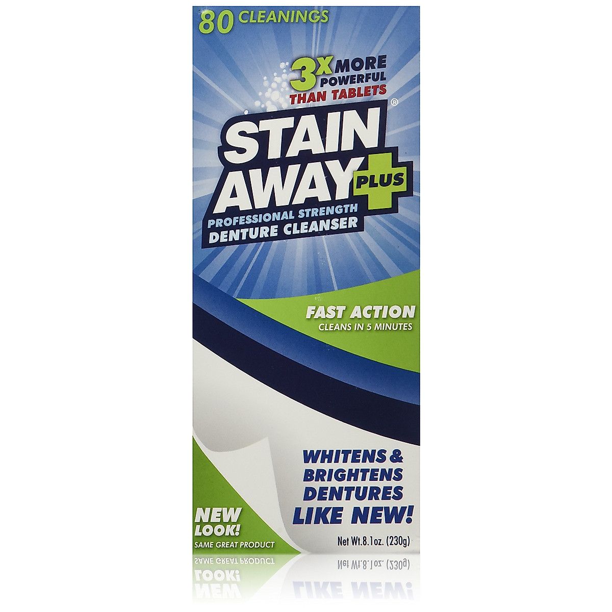 Stain Away Plus Denture Cleanser, 8.1-Ounce (Pack of 3) (Bonus pack 90 for the price of 80)