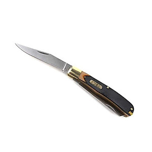 Old Timer 96OT Bearhead Trapper 7.4in Traditional Folding Pocket Knife with 2 High Carbon SS Blades, Sawcut Handle, Tweezers, and Convenient Size for EDC, Hunting, Camping, Whittling, and Outdoors