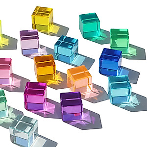 KOAICS Rainbow Crystal Acrylic Cubes Children Learning Color Light Shadow Toy, Stacking Gem Blocks Sensory Building Blocks for Kids(16PCS)…