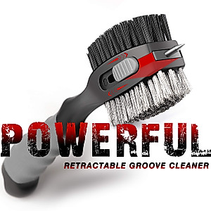 Champkey PRO Retractable Golf Club Brush | Oversized Brush Head with Soft Rubber Hand Grip & Retractable Groove Cleaner Golf Brush