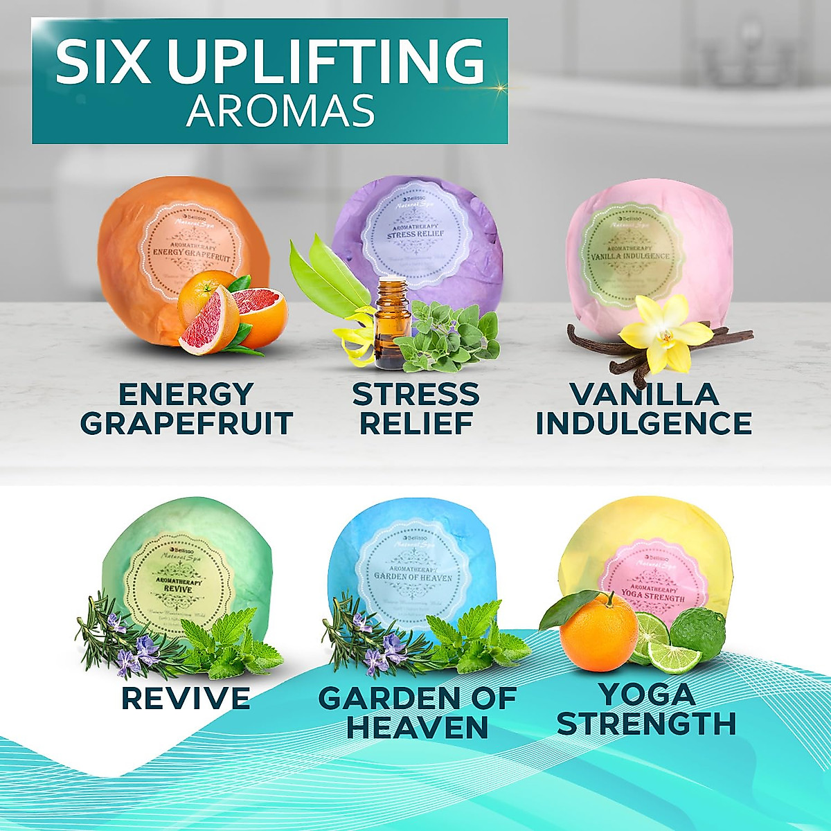 Bath Bombs Ultra Lux Gift Set - 6 XXL Fizzies with Natural Dead Sea Salt Cocoa and Shea Essential Oils - Best Gift Idea for Birthday, Mom, Girl, Him, Kids - Add to Bath Basket