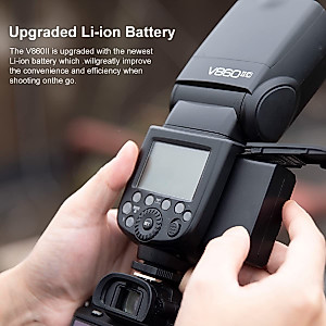 Godox V860II-N TTL Flash with Xpro N Wireless Flash Trigger for Nikon High-Speed-Sync Speedlite Light 2.4g Wireless X System 1/8000s Gn60 650 Full Power 2000aah Li-Ion Battery