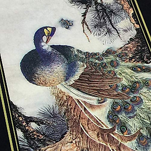 Luwsldirr Wooden 10 pcs 6-Panel Peacock Screen Room Divider Folding Partition Gift Desktop Decor - Black