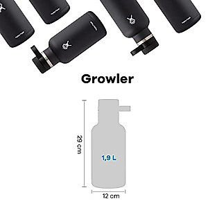 Hydro Flask Insulated Stainless Steel Wide Mouth Water Bottle and Beer Growler, 64-Ounce, Black