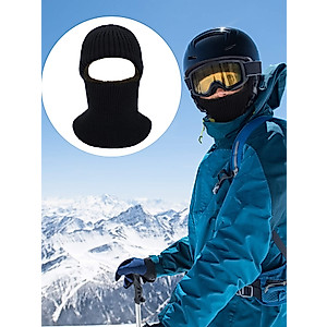 Winter Ski Mask for Men Knitted Full Face Mask Balaclava Hats 1 Hole Winter Ski Mask Fleece for Men Women Favors (Black, Medium)