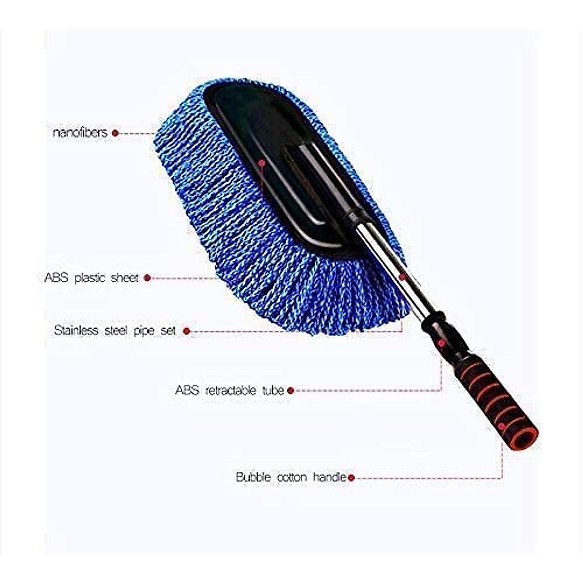 Removable Telescopic Car Wax Drag Nano Fiber Car Wash Brush Car Dusting Tool Car Mop Wax Dash Duster Exterior Interior Cleaning Kit Car Duster 1 Pcs Set (Multicolour)