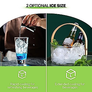 Magshion Dual-Size Countertop Ice Machine, Portable Self-Cleaning Ice Maker Machine, Creates 32 Square Cubes in 20 Mins, Makes up to 33 lb. in 24 Hours, Stainless-Steel