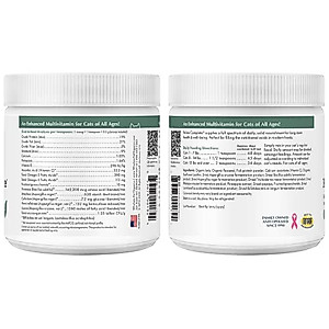 Wholistic Pet Organics Feline Complete: Cat Multivitamins Immune Support Supplements and Vitamins, Cat Vitamins for Indoor Cats, Minerals, Prebiotics, Probiotics, Antioxidants for Skin and Coat