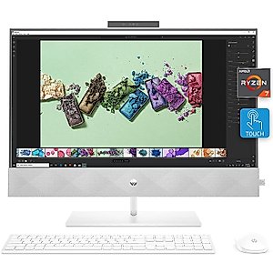 HP Pavilion All-in-One 27-d0230z, AMD Ryzen 7 4800H 16 GB DDR4 1TB HDD 256GB PCIe NVMe M.2 SSD 27" Diagonal FHD Display, Windows 11 Home