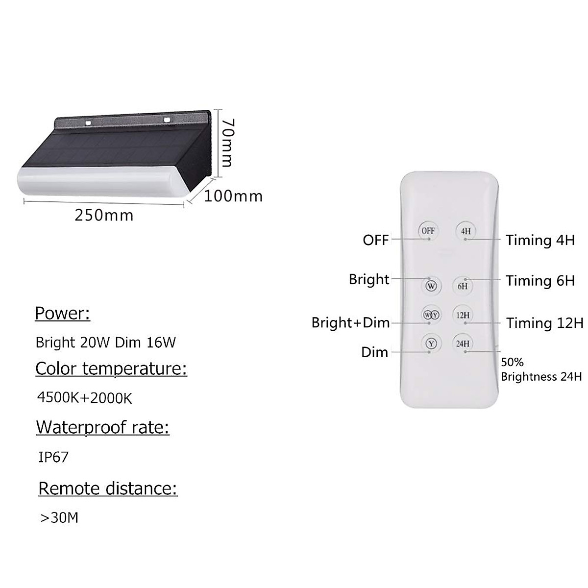 GSYFDZSWZX Fengyan Landscape Lights 2pcs/lot LED Outdoors Solar Light with Remote Control Double Light Effect Solar Lamp for Garden Home Solar LED Wall Lamp LED Street Lamp (Color : Black)