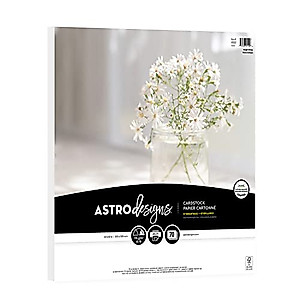 Astrodesigns Crafting Cardstock, 12" x 12", 65 lb/176 gsm, Bright White, 70 Sheets (91522)