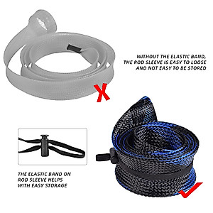 SF Fishing Spinning Rod Socks Braided Mesh Rod Sleeve Cover Protector Pole Gloves Six Colors 6PCS Fit Spinning Rod 6-1/2FT to 7-1/2FT