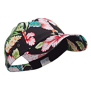 Low Profile Cotton Floral Cap - Black OSFM