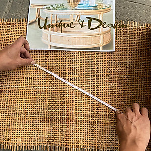 MINHKUST 24" Width Natural Brown Dark Square Rattan Cane Webbing Roll for Caning Projects | Pre-Woven Radio Mesh Cane Webbing Sheet for Furniture, Chair, Table, Ceiling (3 FEET)