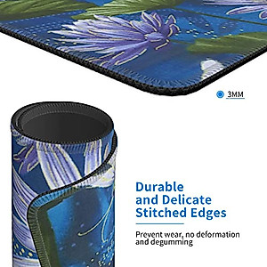 Water Lily and Dragonfly Unique Mouse Pad, Anti-Slip Wear Comfortable Feel, Game Office Home Rubber Base Computer Mouse Pad