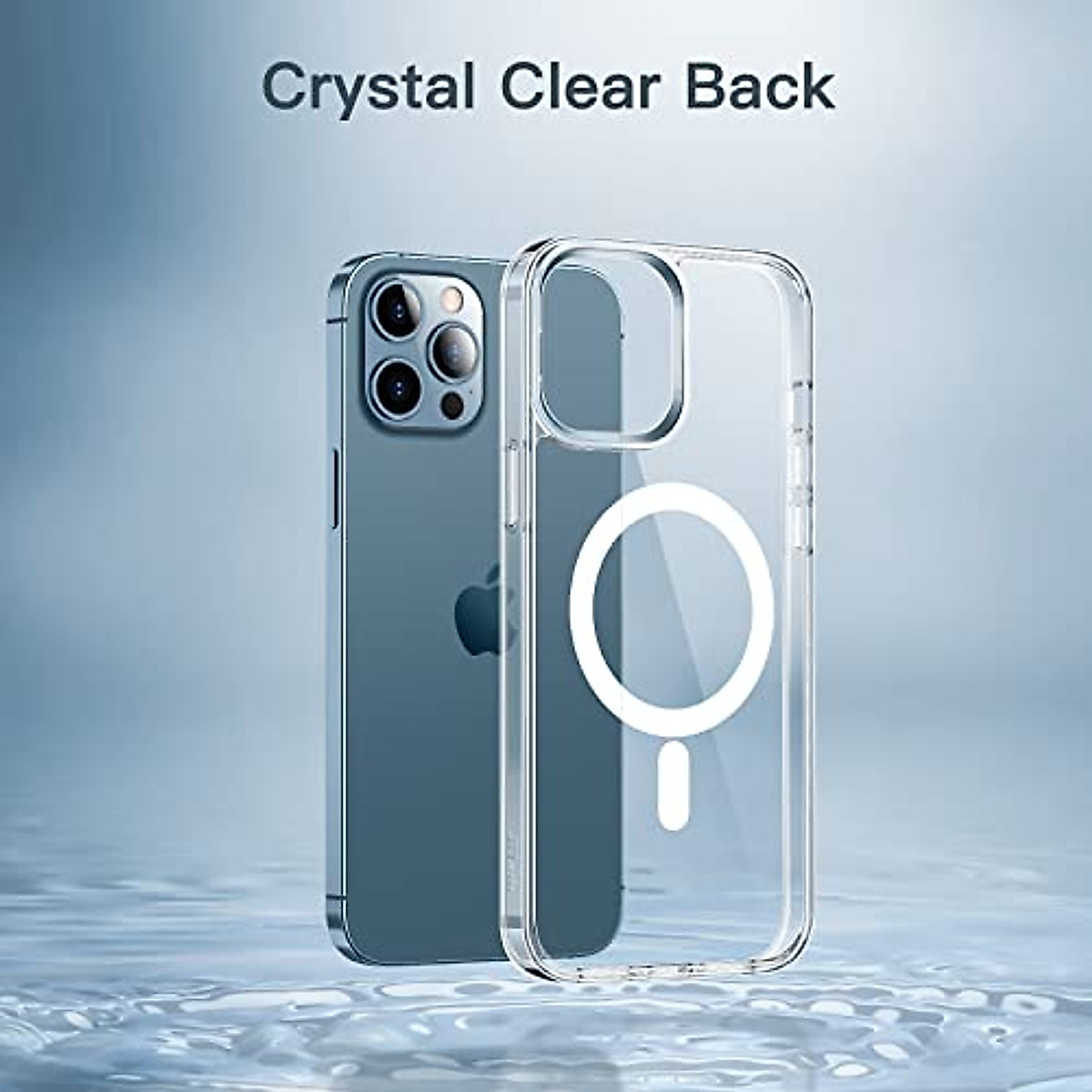 JETech Magnetic Case for iPhone 12 Pro Max 6.7-Inch Compatible with MagSafe Wireless Charging, Shockproof Phone Bumper Cover, Anti-Scratch Clear Back (Clear)