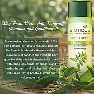 Biotique Margosa Anti-Dandruff Shampoo & Conditioner 190Ml/ 6.42 Fl.Oz I Leaves Hair Fresh, Lustrous And Full Of Natural Body