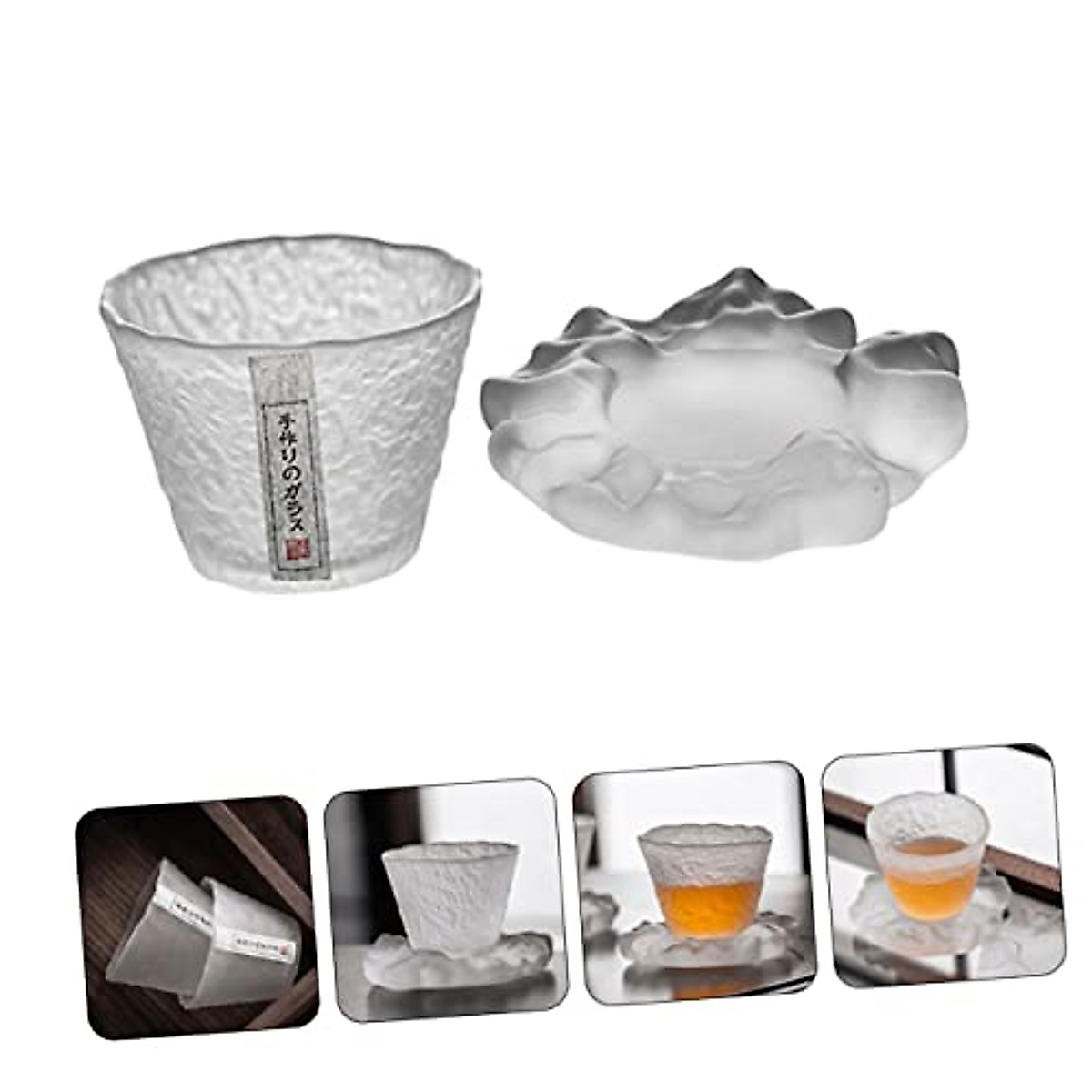 BESTonZON 2 sets Hammered Shot Drinking Cup Decorative Housewarming Gifts Glasses Wine Japanese Gift Sake Enjoying Cups Shaped Tumbler Novelty Glass of Crystal Korean Coffee for Tea Soju