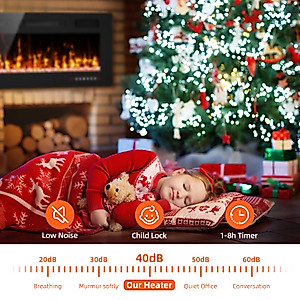 Eueiriup 72” Recessed and Wall Mounted Fire Places Electric Fireplace Ultra Thin with Remote Control, Toucn Screen