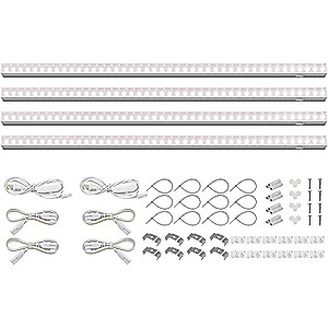 Barrina Grow Lights for Indoor Plants, Full Spectrum Sunlight, 2ft 40W (4 x 10W, 250W Equivalent), LED Bulbs, T5 Grow Lights, Plug and Play, Pinkish White, 4-Pack