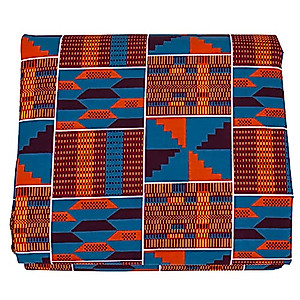 African Fabric 100% Cotton Ankara Kente Print Fabric 6 Yards for Party Dress 1405