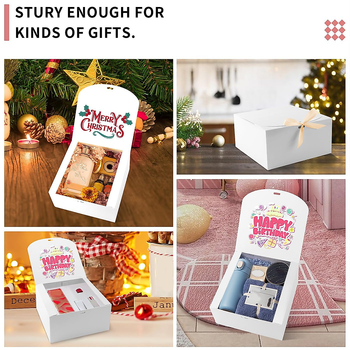 12pack Gift Boxes with Lids,White Gift Boxes Bulk with Gold Bow Ribbon,Bridesmaid Proposal Box for Presents Kraft Paper Gift Boxes for Wedding,Christmas,Halloween,Baby Shower