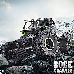 SZJJX Remote Control Car 2.4Ghz RC Cars 4WD Powerful All Terrains RC Rock Crawler Electric Radio Control Cars Off Road RC Monster Trucks Toys with 2 Batteries for Kids Boys Girls Green