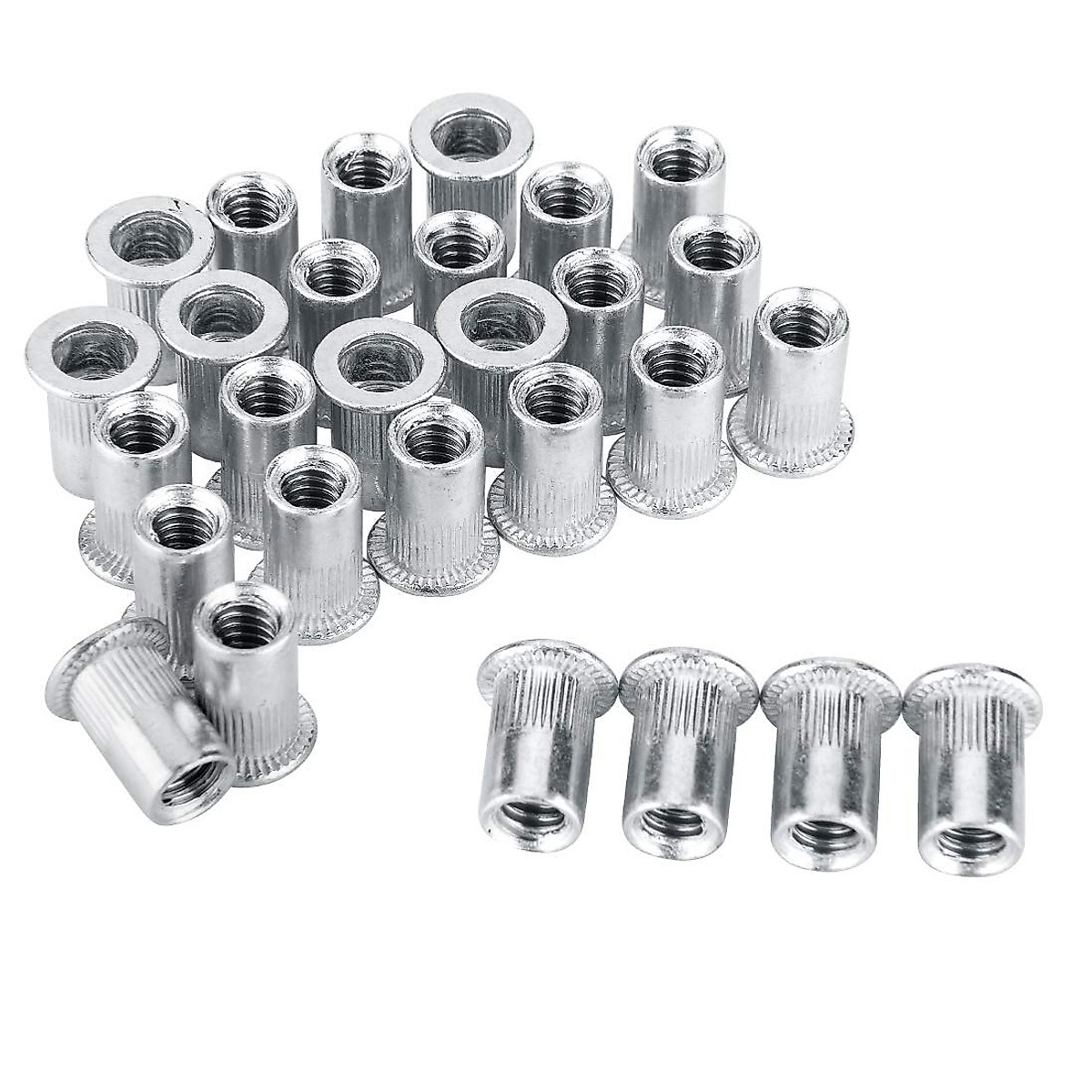 50 Pcs 1/4-20 Aluminum Flange Rivet Nut, UNC Flat Head Threaded Insert Nut