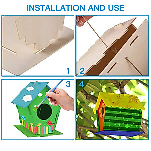 GARDWENS DIY Bird House Kit for Kids, 2 Pack Big Wooden Birdhouse Kits Build and Paint Creative Arts Crafts Hanging Kit Suitable for Girls Boys Age 3-12 Activities Decoration
