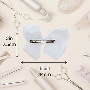 White 5.5 Inch Grosgrain Hair Bow Clip For Woman And Girls