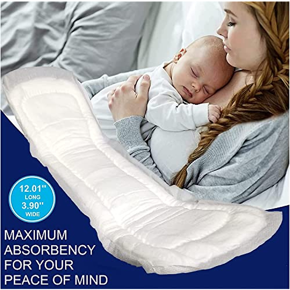 Postpartum Maternity Pads [Pack of 56] – Large Maximum Absorbency Heavy Flow Postpartum Incontinence Pads - Ultra Soft Disposable Nursing Pads for New Moms- 4 Pack)