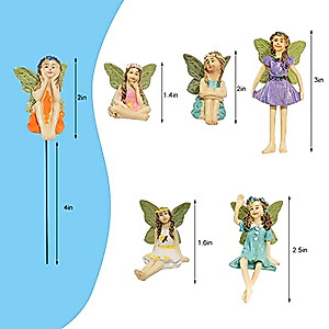 Beruyu 6 Pieces Fairy Garden Accessories, Fairy Garden Miniature Fairies Figurines for Mini Garden Lawn and Potted Plants Decoration
