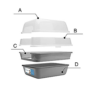 Petfamily Cat Litter Box, Large Foldable Jumbo Hooded with Transparent Lid,Grey