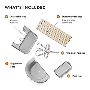 Stokke Clikk High Chair, Cloud Grey - All-in-One High Chair with Tray + Harness - Light, Durable & Travel Friendly - Ergonomic with Adjustable Features - Best for 6-36 Months or Up to 33 lbs